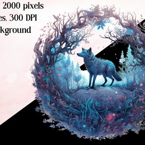 Watercolour Style Mythical Wolves Clipart Bundle ,fantasy Wolf, Png ...