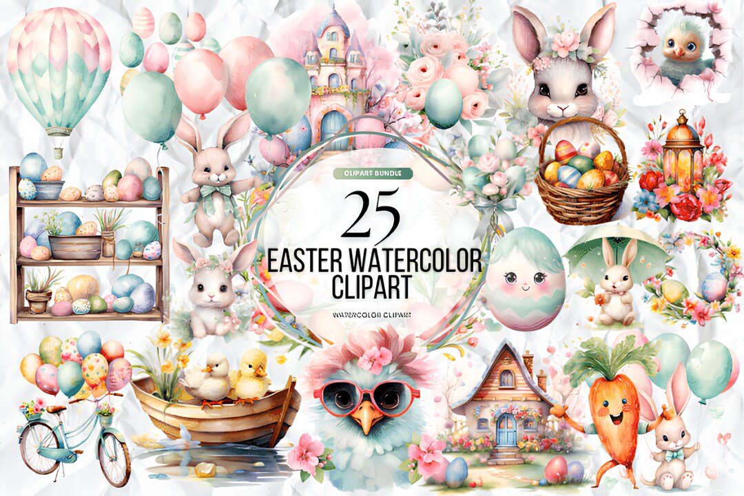 Easter Clipart & Digital Paper Set,easter Clip Art,easter Bunny Clipart ...