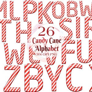 Candy Cane Alphabet, Cricut & Printable Candy Cane Alpha, Png, Jpg, Pdf ...