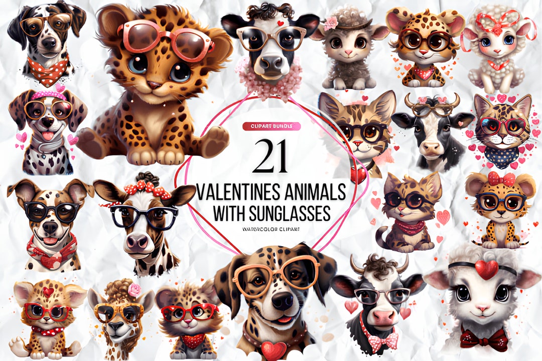 21 PNG Watercolor Valentine's Day Animals Clipart, Lovely Valentines ...
