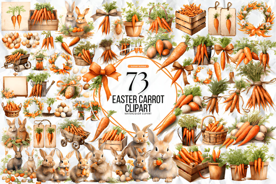 Watercolor Easter Spring Carrot Clipart Bundle - Digital Png Carrots ...