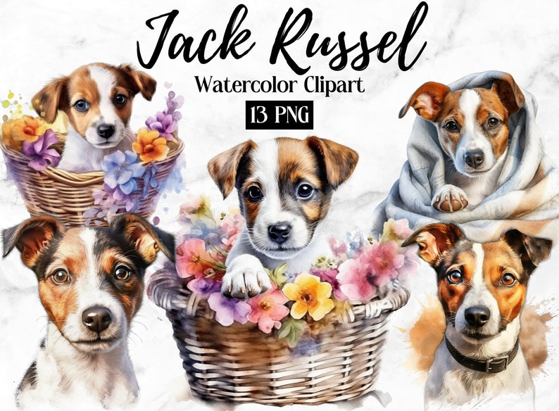 Jack Russell Clipart | Dog PNG | Watercolor Dog Lovers Printable ...
