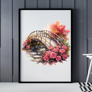 Garden Bridge Carnation Flowers Clipart, Garden Digital Watercolor Png ...