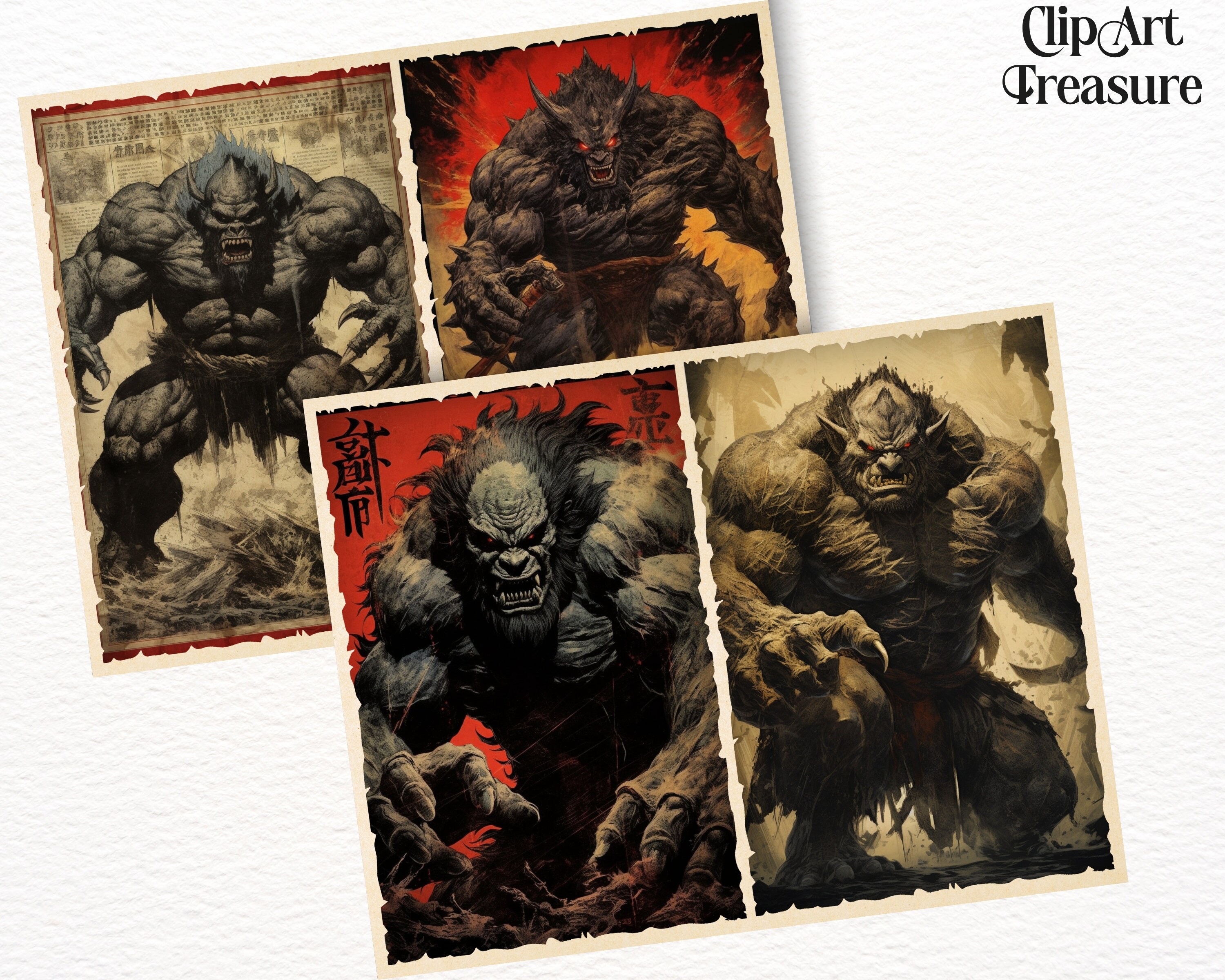 Watercolor Giant Orc Journal Printable Page, Fantasy Horror Orc Junk ...