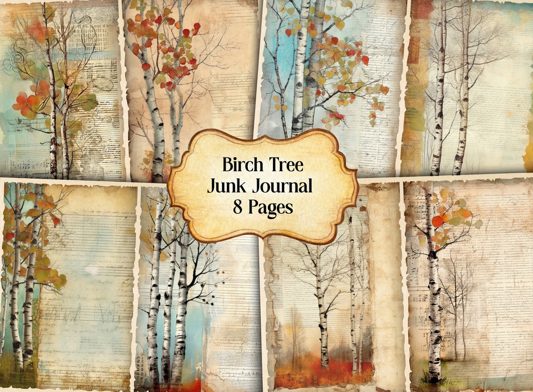 Birch Tree Junk Journal Kit, Vintage Birch Trees Journal Pages ...