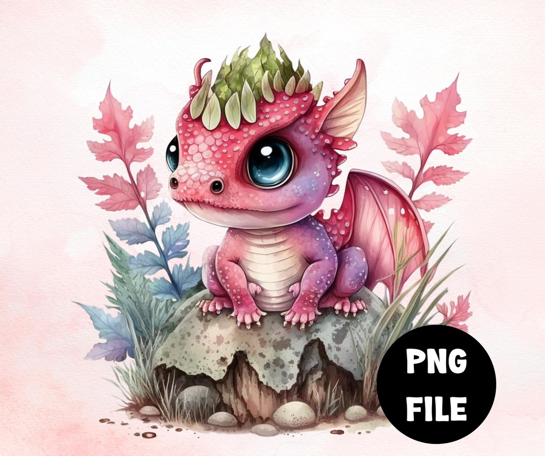 Watercolor Floral Baby Dragons Clipart, Flowers Baby Dragons Clip Art ...
