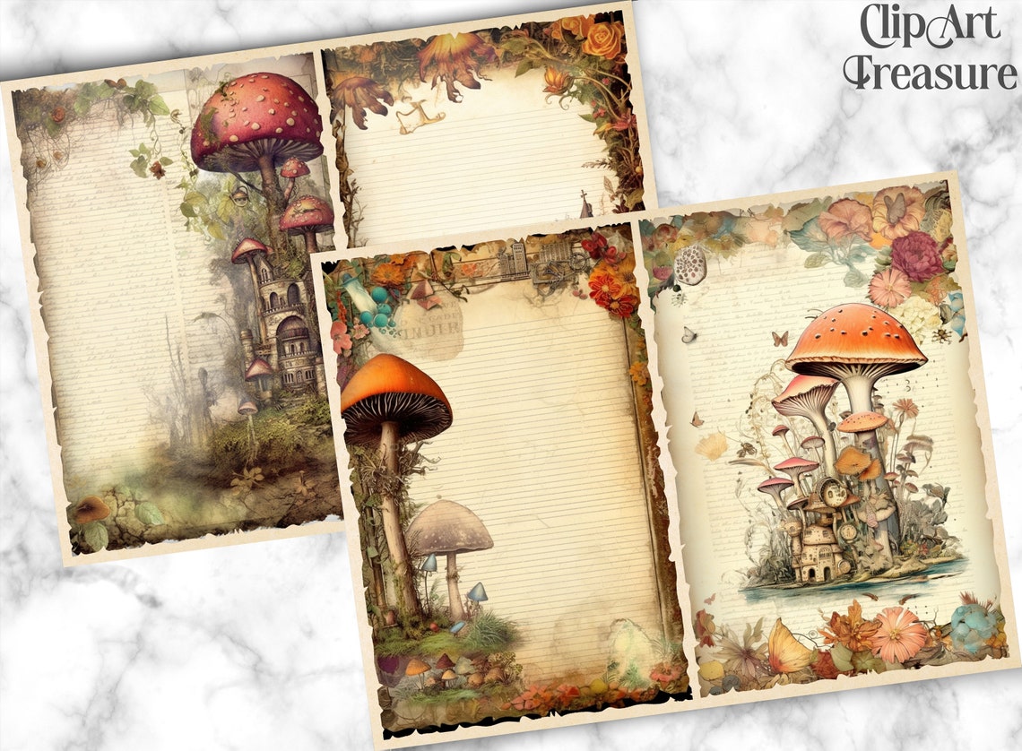 Fantasy Magic World Junk Journal Kit, Vintage Fantasy Journal Pages ...