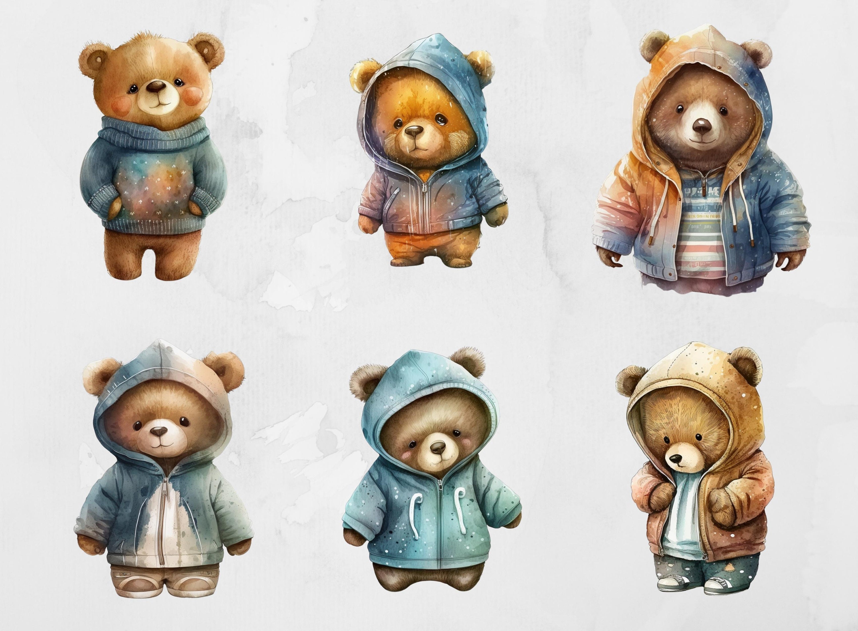 Watercolour Bears Clipart, Bear Clipart, Cute Bears Clipart, Woodland ...