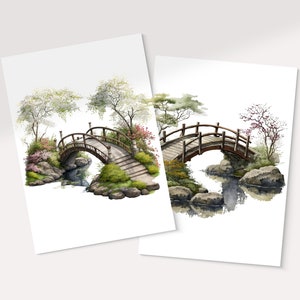 Spring Bridge Clipart, Garden Clip Art, Png. Digital Watercolor. Free ...