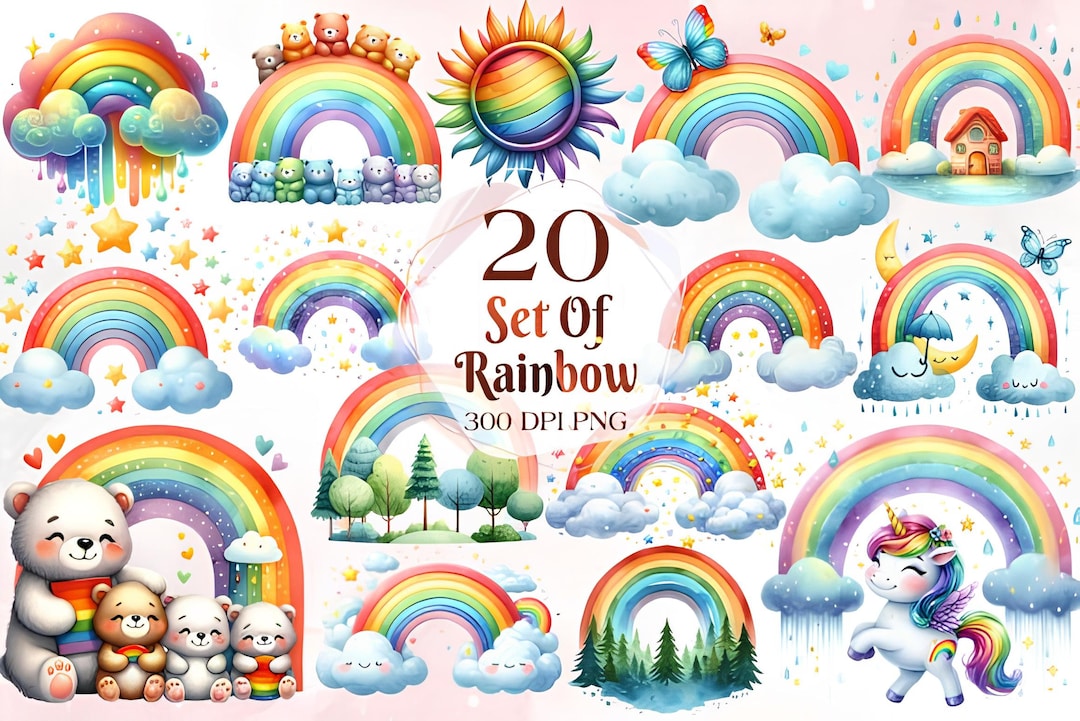 Rainbow Clipart, Watercolor Rainbow Clip Art, Background Rainbow ...