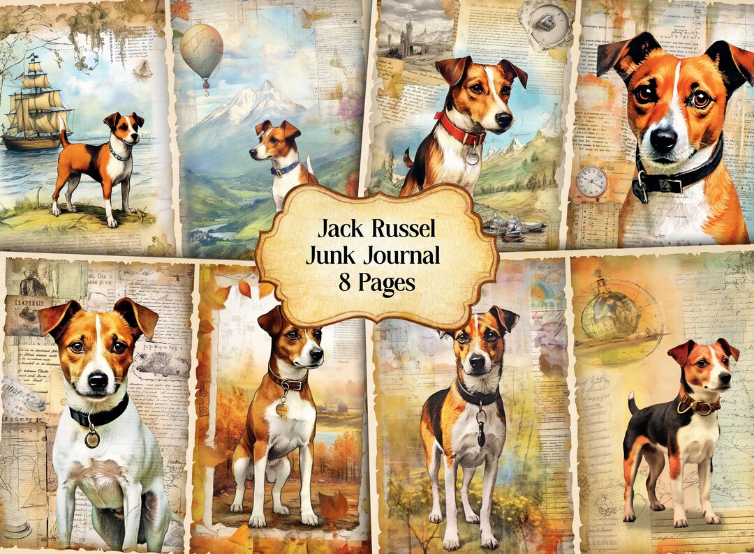 Watercolor Jack Russel Junk Journal Printable Page, Jack Russel Junk ...