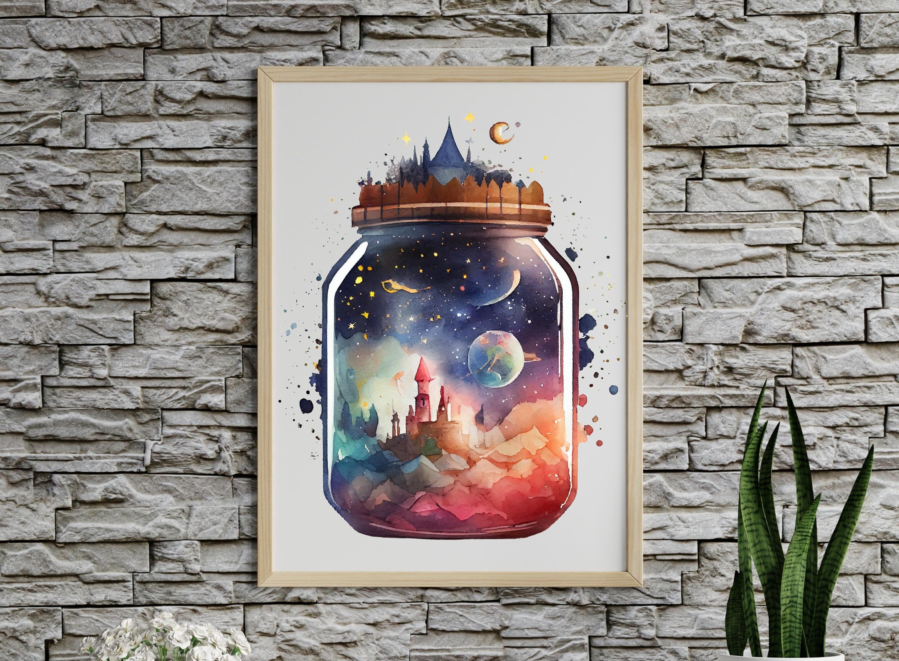 Watercolour Fantasy Cosmic Jars Clipart Fantasy Space PNG - Etsy