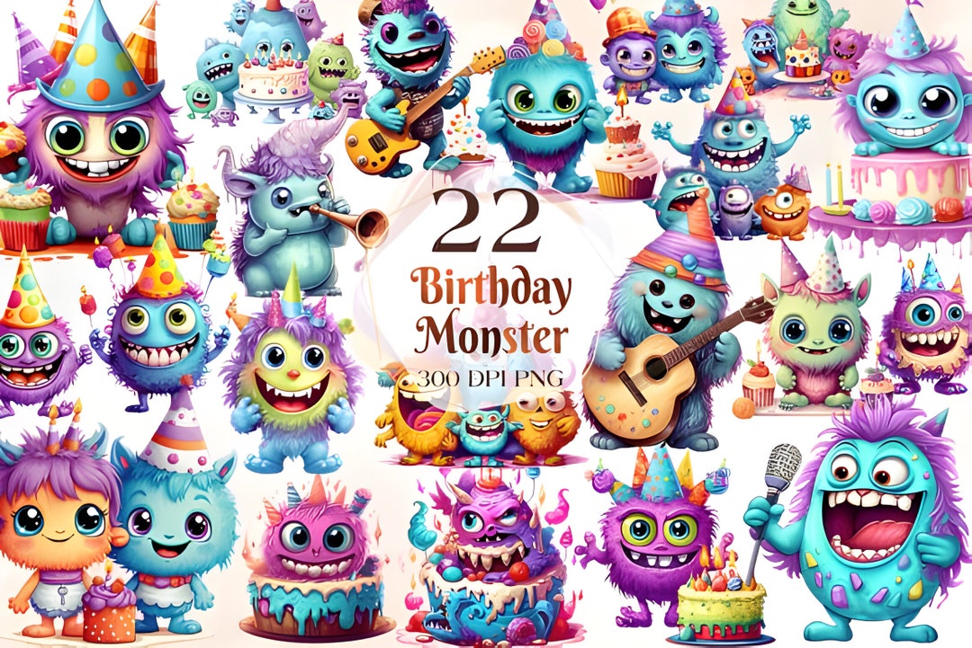 22 Baby Monster Clipart, Watercolor Cute Monster Clipart, Monster ...