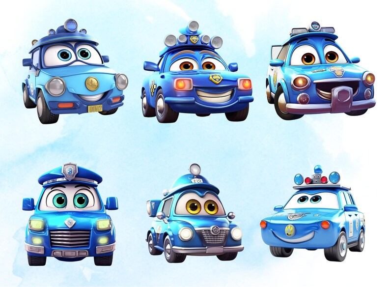 Cute Police Cars Clipart, Police Cute Cars Cartoon for Kids,instant ...