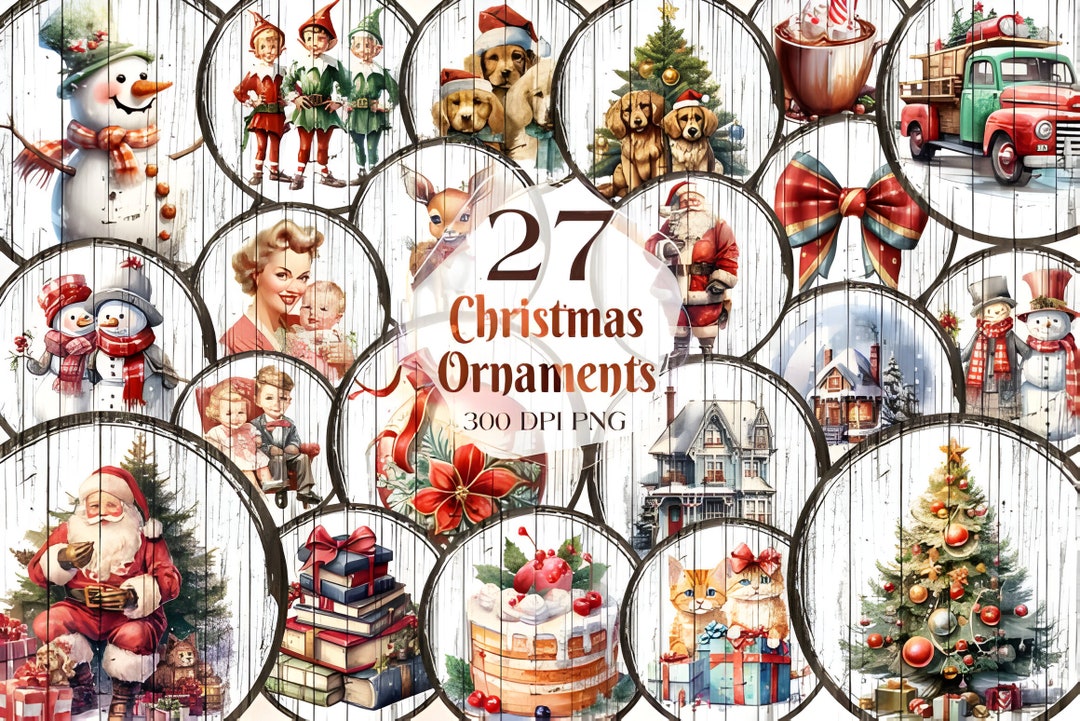 Vintage Christmas Ornaments Clipart Vinatge Christmas Clipart Christmas ...