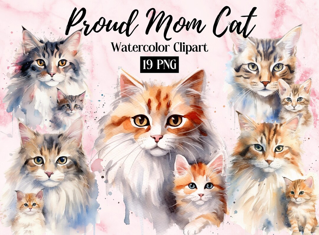 Proud Mother Cat Clipart - 19 High Quality Pngs - Digital Planner, Junk ...