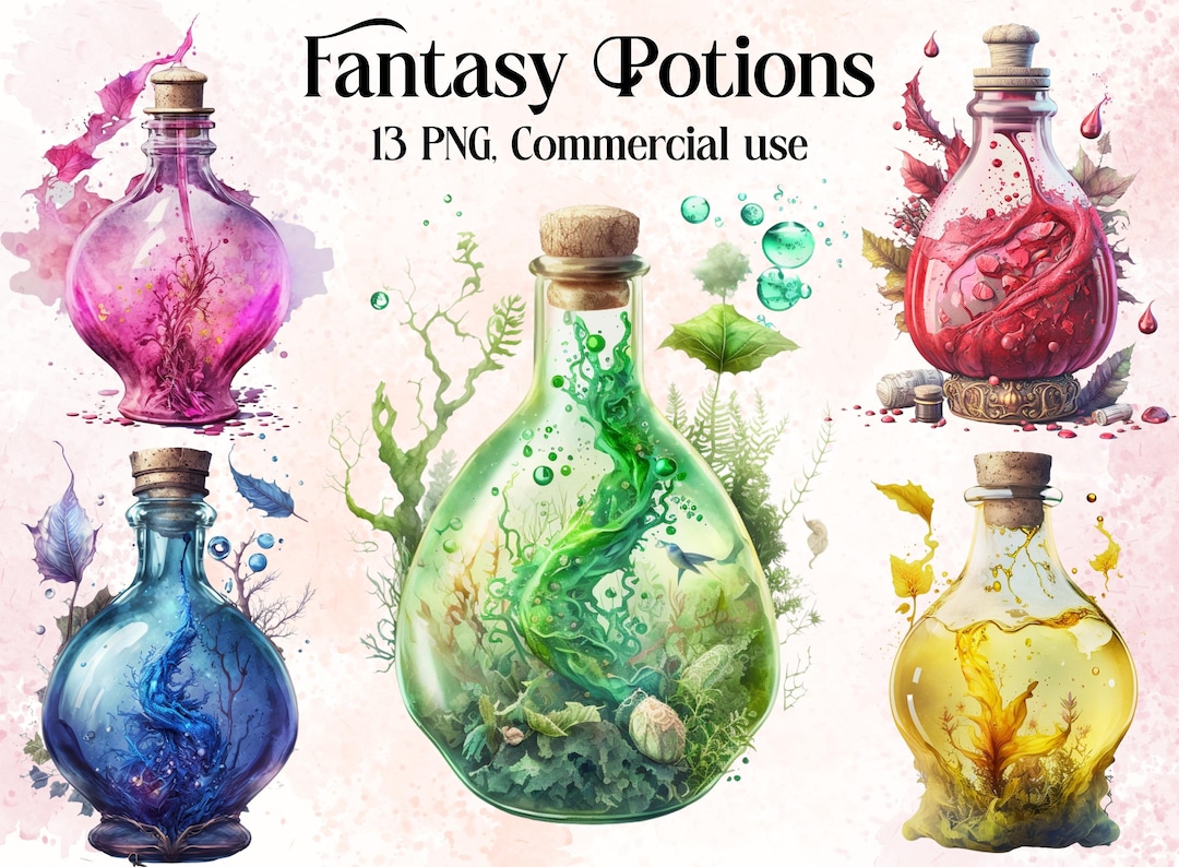Fantasy Potion Clip Art | PNG | Beautiful Witchy Fantasy Clip Art ...