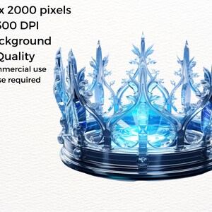 Crystal Frozen Royal Crowns Clipart, Watercolor Fantasy Clipart ...