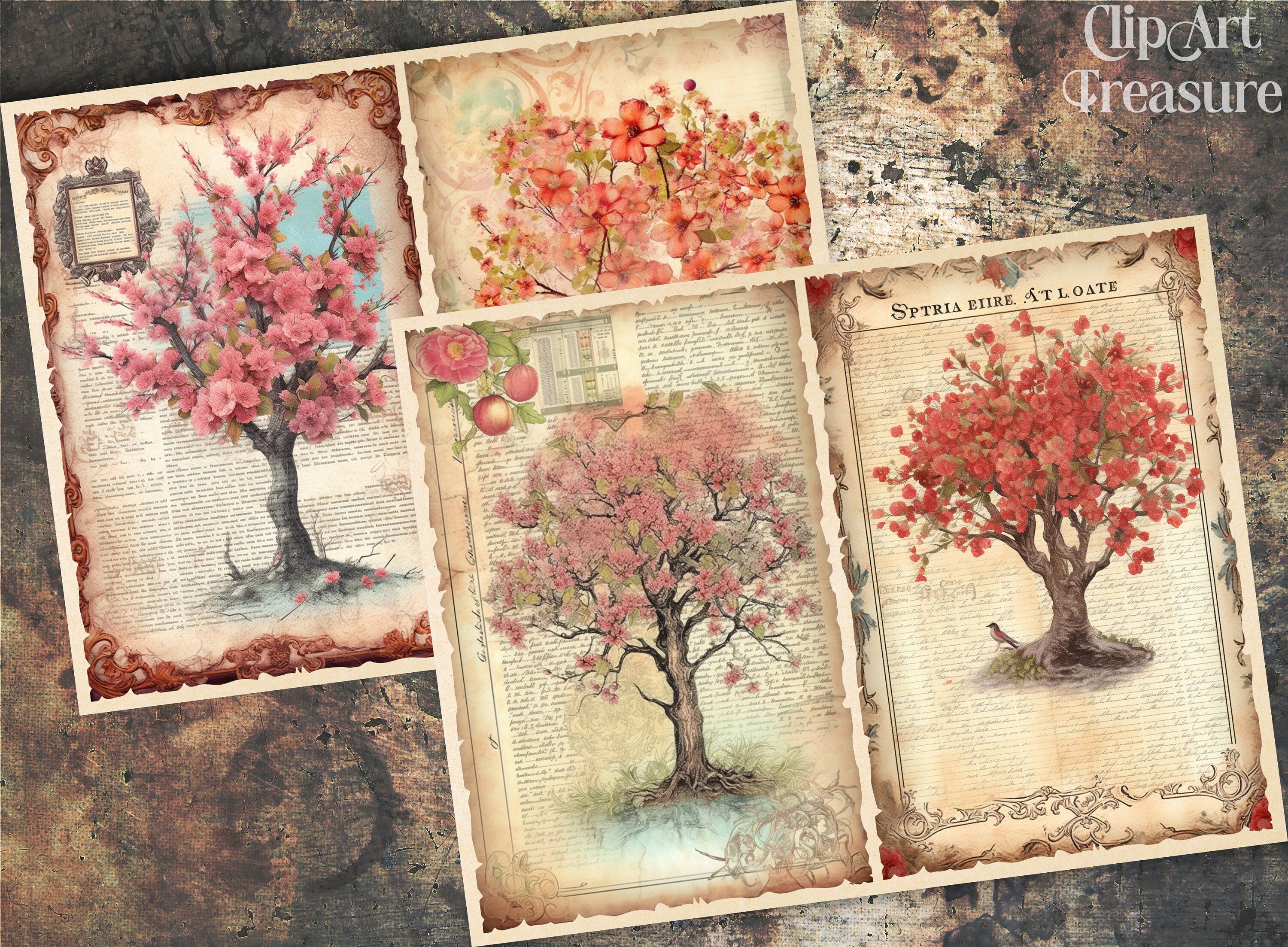 Cherry Tree Junk Journal Kit Vintage Cherry Trees Journal - Etsy
