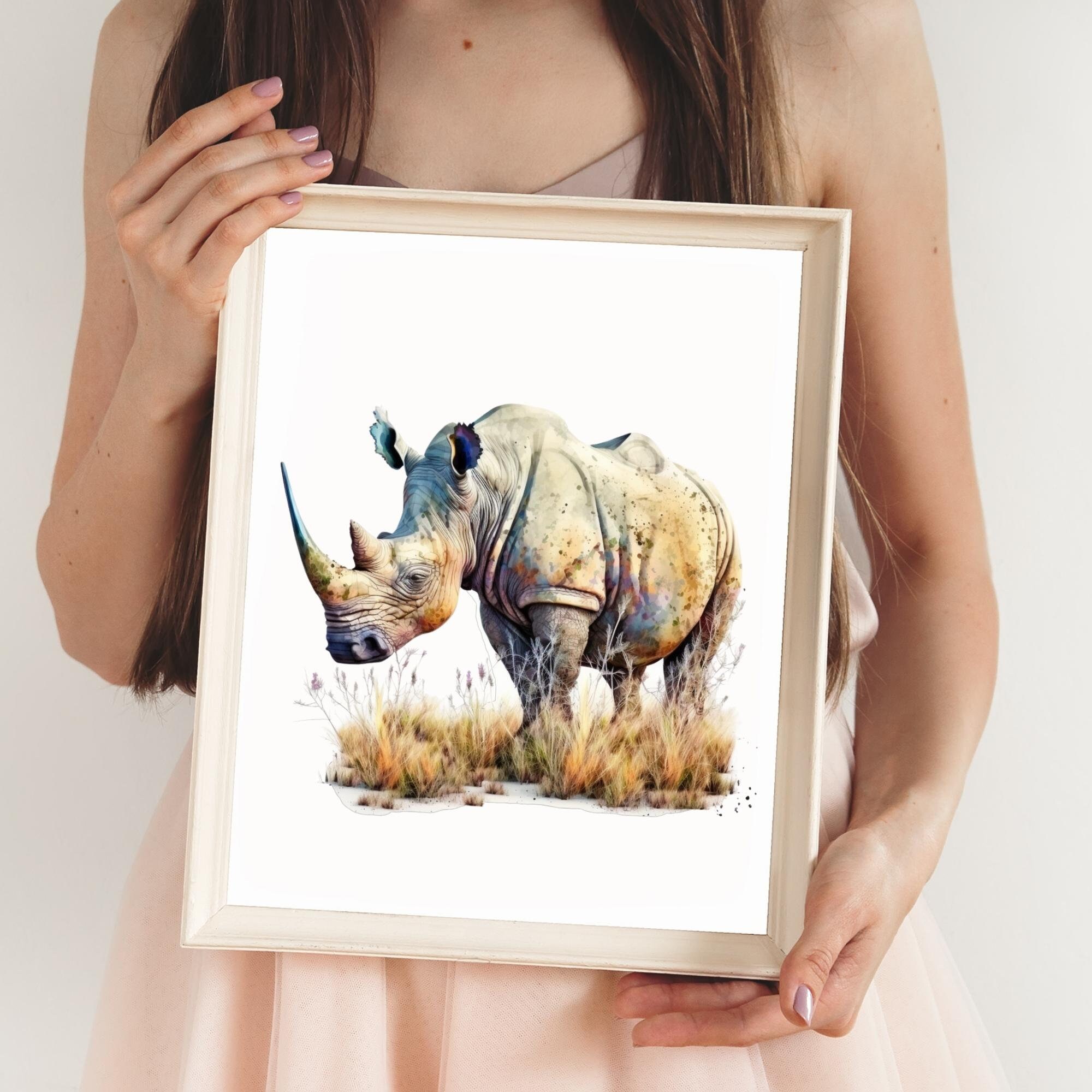 Rhino Clipart | Watercolor Rhino PNG | Safari Animals Clipart Bundle ...