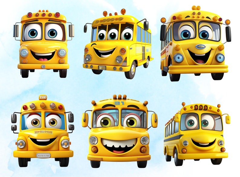 Cute School Bus Clipart Cute Truck Cartoon for Kidsinstant - Etsy