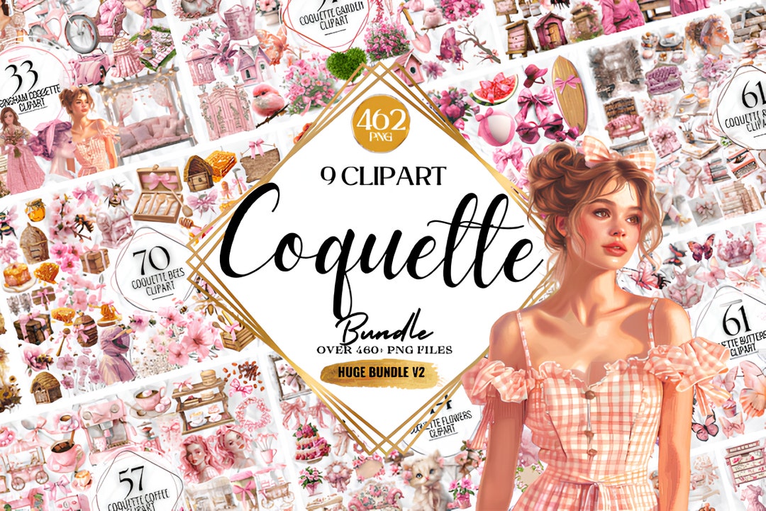 Megabundle 462 Coquette Watercolor Clipart PNG Bundle , Big Bundle ...