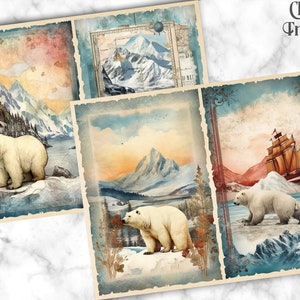 Watercolor Polar Bear Junk Journal Printable Page, Polar Bear Junk ...
