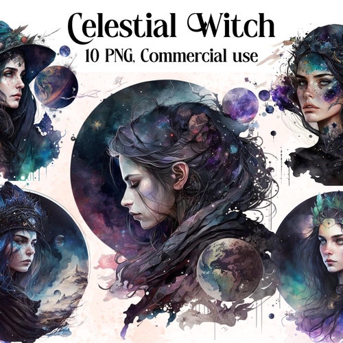 Celestial Witch Clipart Bundle Witch Magic Clip Art - Etsy