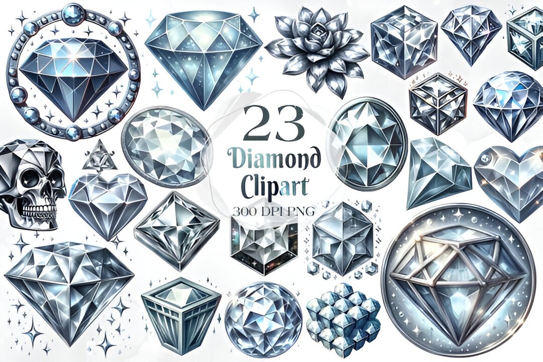 Diamond Clipart - Gemstone Clip Art Graphics and Collage Sheets for ...