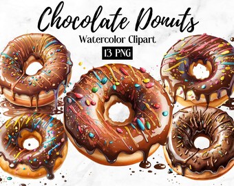 Watercolor Donuts Clipart, Sweet Bakery Food Clipart, Donut Birthday ...