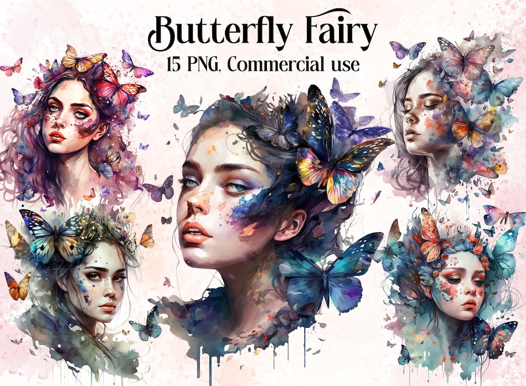 Butterfly Fairy Fantasy Clipart Bundle, Fairies Png, Fantasy Art, Fairy ...