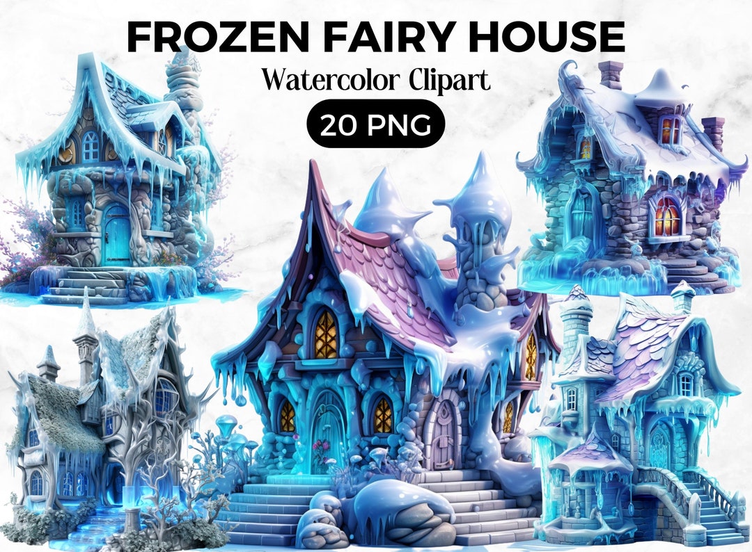 Frozen Fairy House Watercolor Fantasy Clipart,kids Art Clipart ...