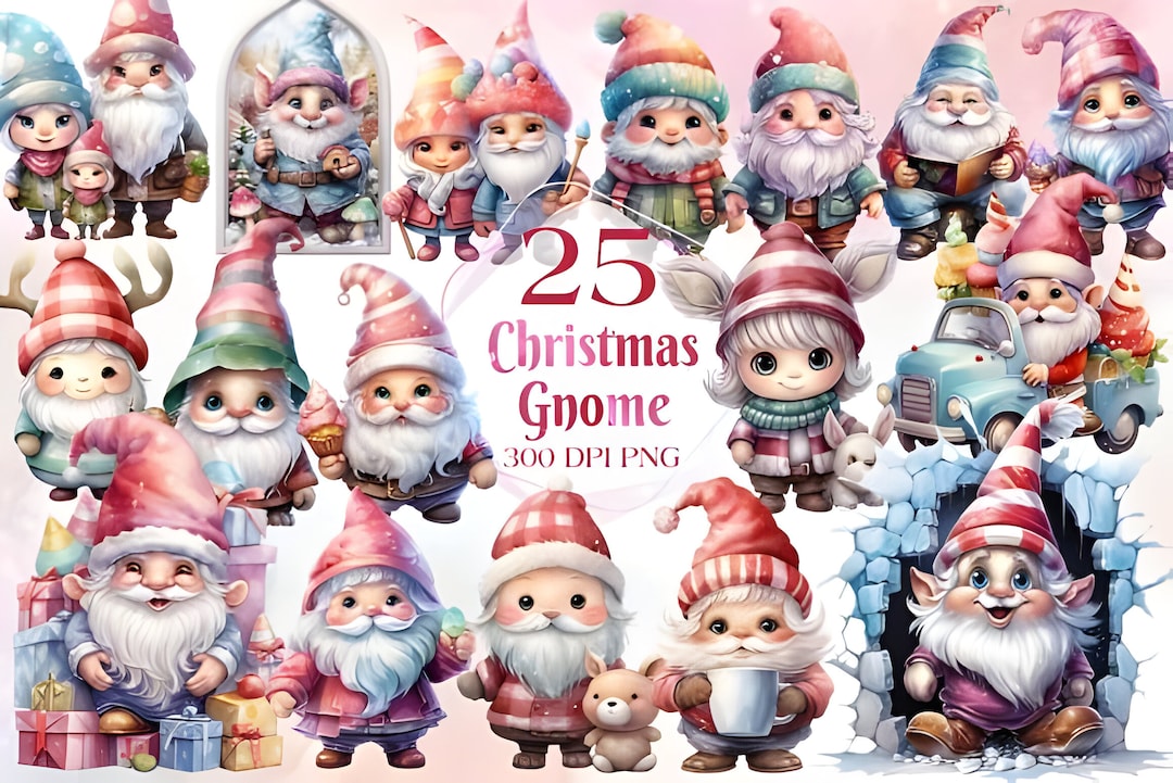 Christmas Gnome Clipart Clipart Bundle 25 High-quality Images Wall Art ...