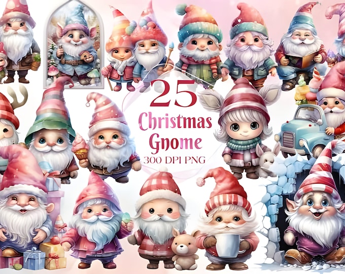16 PNG Christmas Gnome Clipart, Winter Clipart, Digital Download, Card ...