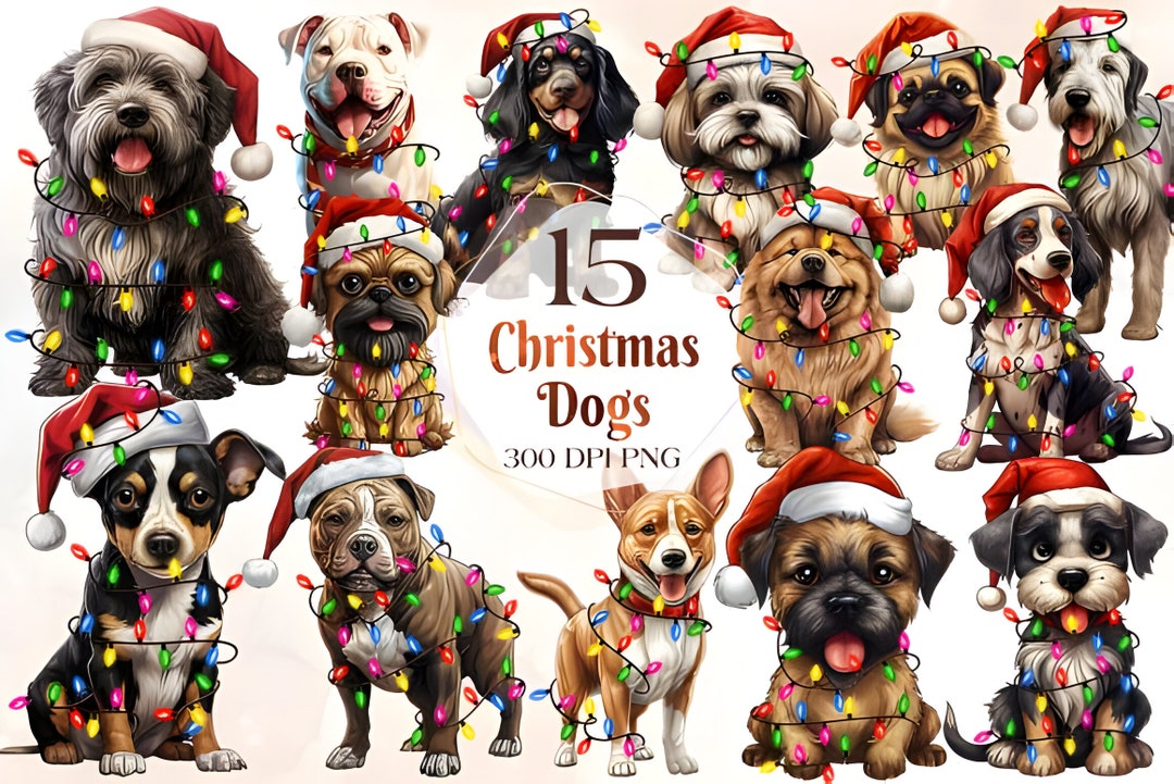 Christmas Dogs Watercolor Clipart Bundle - PNG Festive Dog Images, Cozy ...