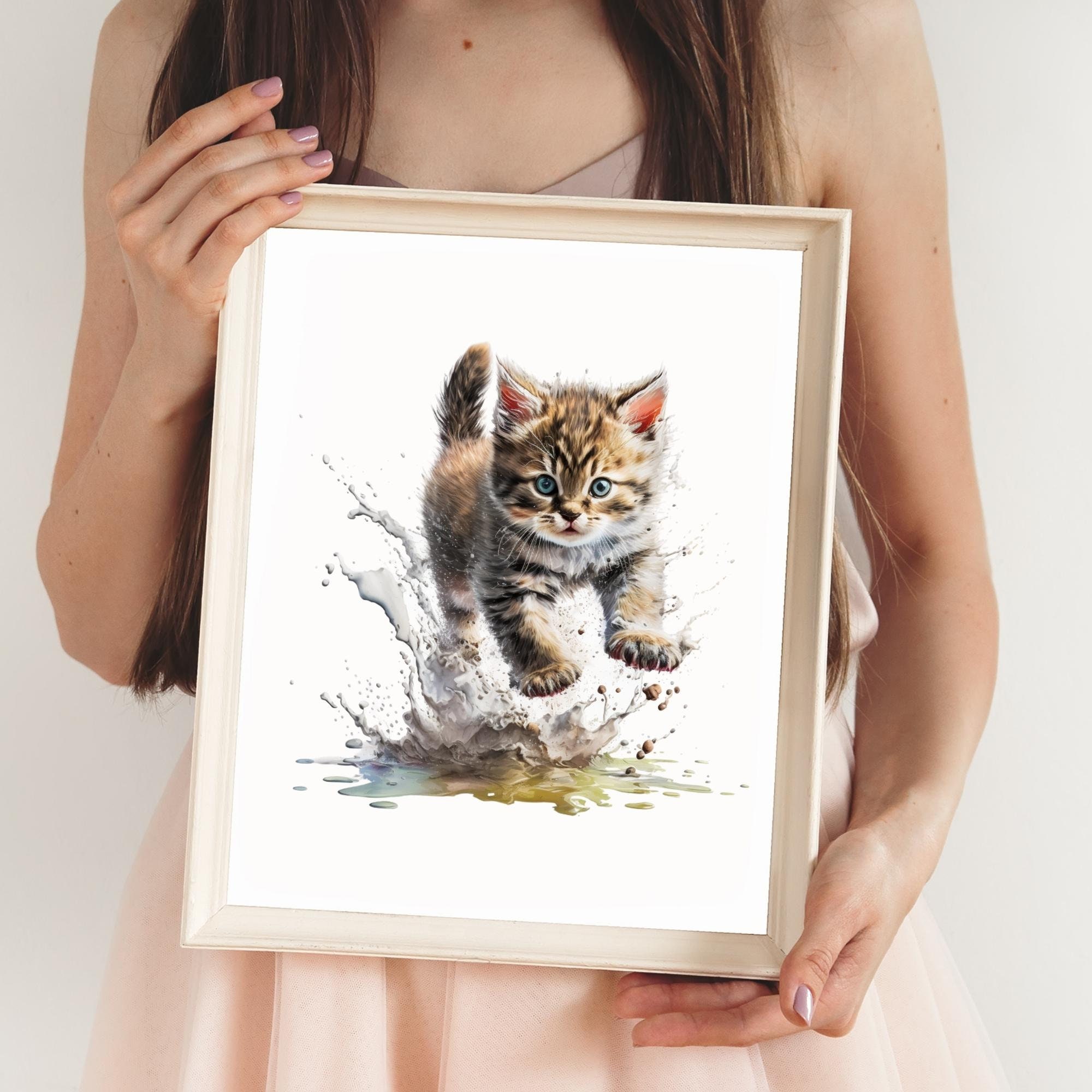 Watercolor Baby Cats Clipart, Watercolour Kitten, Transparent Flowers ...