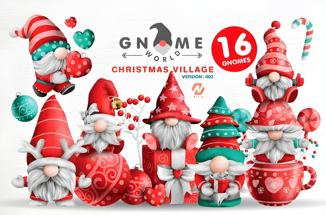 Christmas Gnome PNG Clipart SANTA Claus Gnome Cute Hand Drawn ...