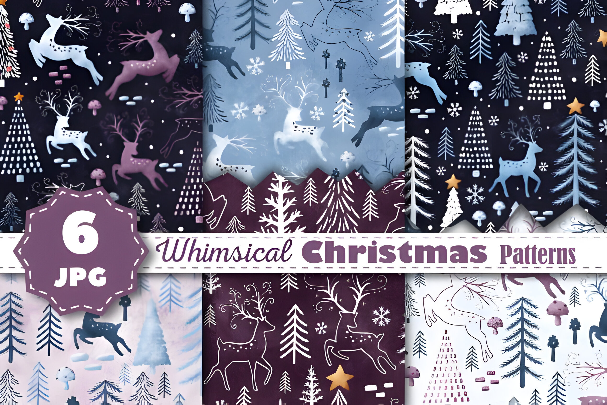 Seamless Christmas Digital Paper Pack, Winter Holiday Seamless Pattern ...