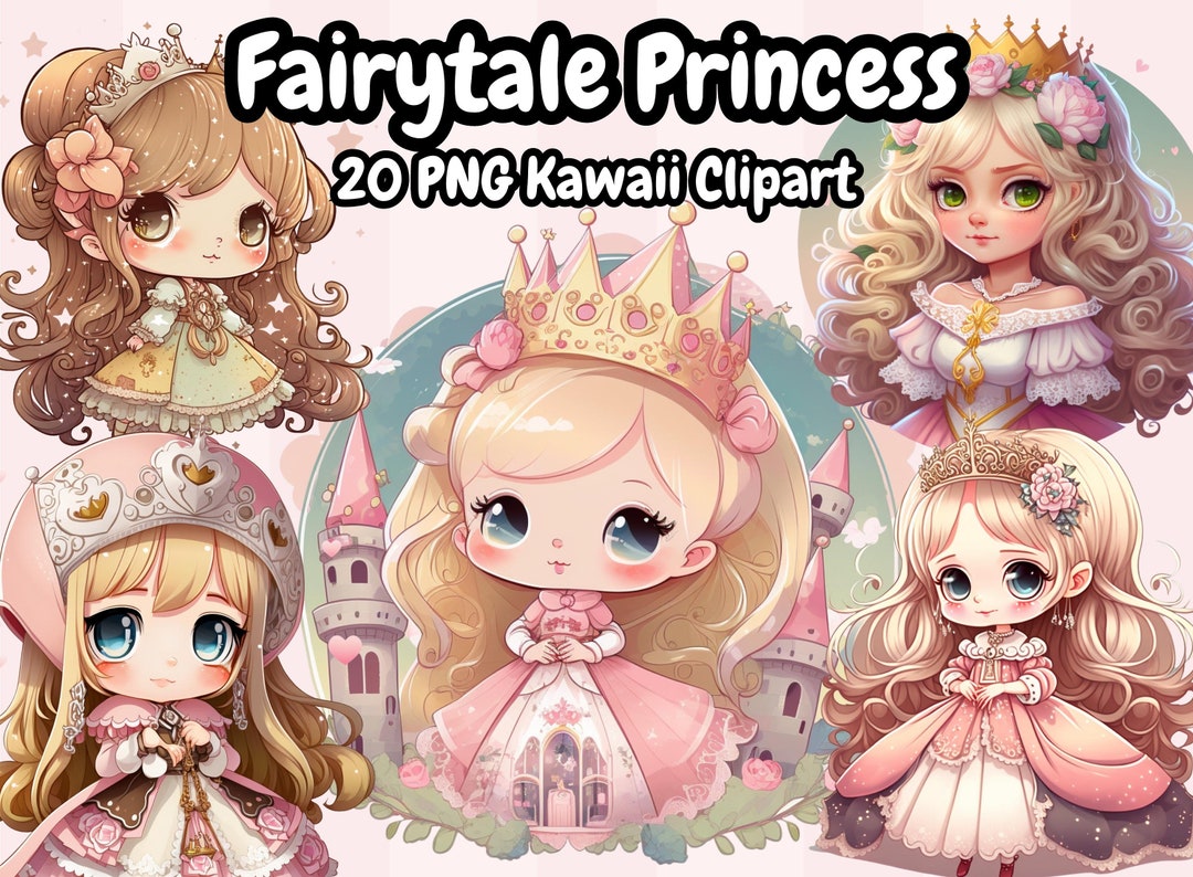 Fairytale Princess Cute Kawaii Clipart, Princess PNG, Kawaii Princess ...