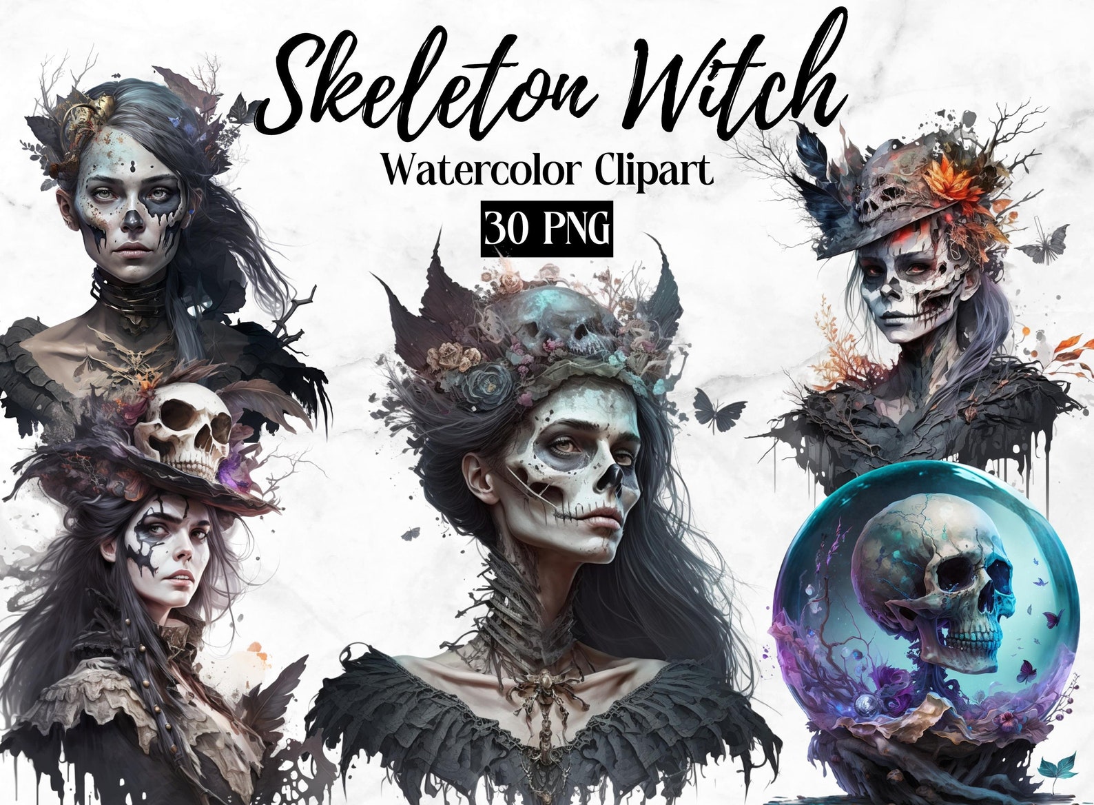 Skeleton Witch Clipart Witch Clip Art Png Fantasy Magic Clip - Etsy