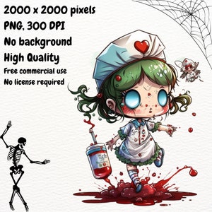 Nurse Zombie Clipart Kawaii Cute Zombie PNG Chibi Kawaii Undead Girl ...