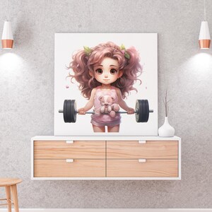 Cute Chibi Lifting Girls, Watercolor Girls, Cute Illustrations, Digital ...