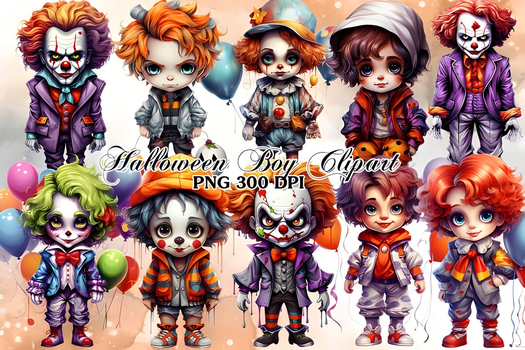 Halloween Boy Watercolor Clipart Bundle Gift | PNG Trick or Treat ...