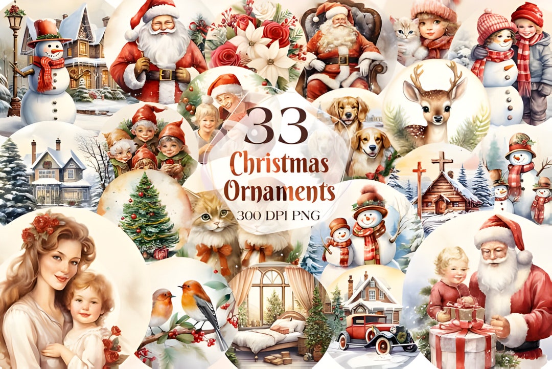 Christmas Ornaments Clipart Bundle | Vinatge Christmas Clipart ...