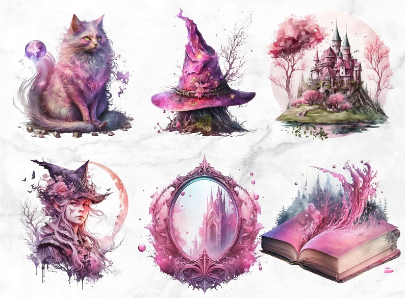 Pink Witch Clipart Witch Clip Art Png Fantasy Magic Clip - Etsy