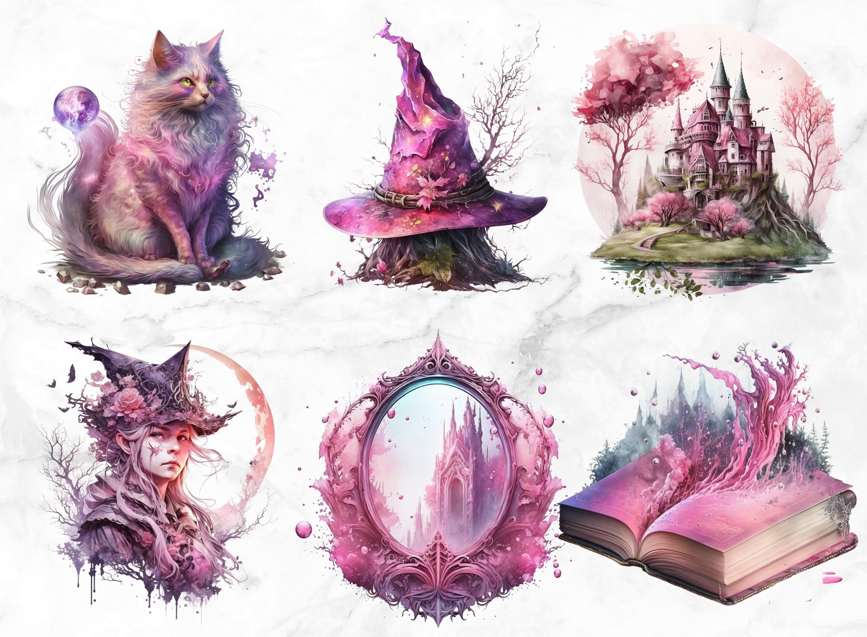 Pink Witch Clipart, Witch Clip Art Png, Fantasy Magic Clip Art ...