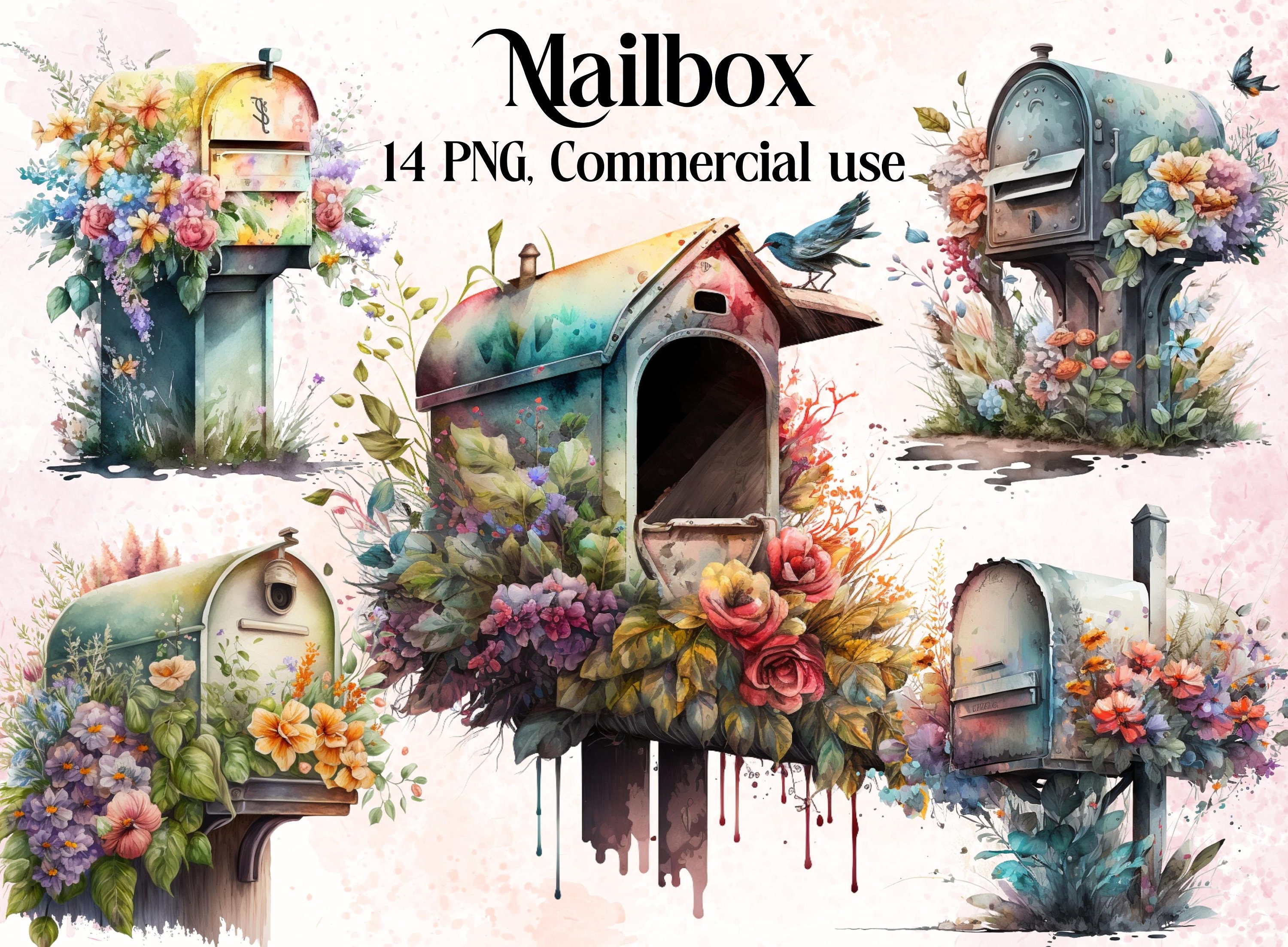 Mailbox Clipart. Mail Clipart. Vintage Clipart, Retro Clip Art, Boho ...