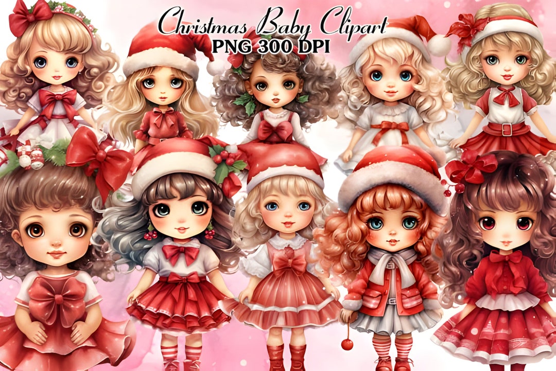 Watercolor Christmas Baby PNG Bundle, Christmas Baby Shower Clipart ...