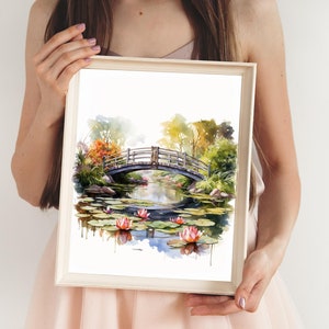 Garden Bridge Lily Flowers Clipart, Garden Clip Art, Digital Watercolor ...