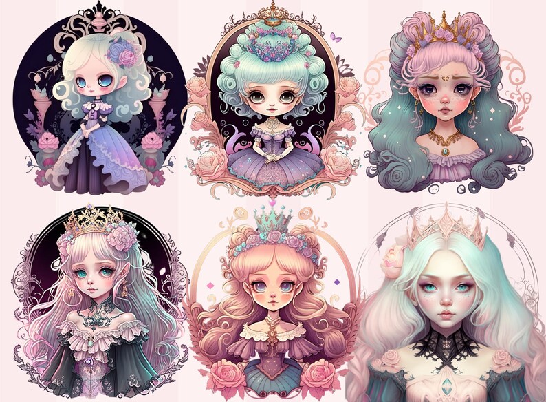 Pastel Goth Fairytale Princess Kawaii Clipart Dark Kawaii - Etsy